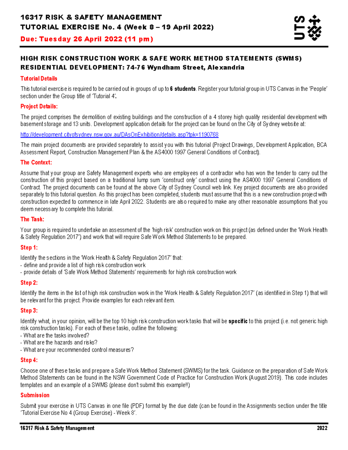 RSM Tutorial 4 Week 8 - 2607.8 - UWS - Studocu
