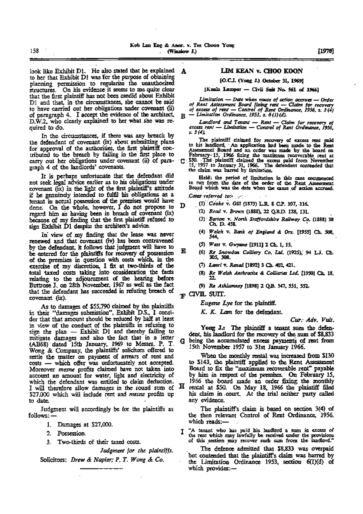 LIM KEAN v CHOO KOON - Case - Civil Procedure I - Studocu