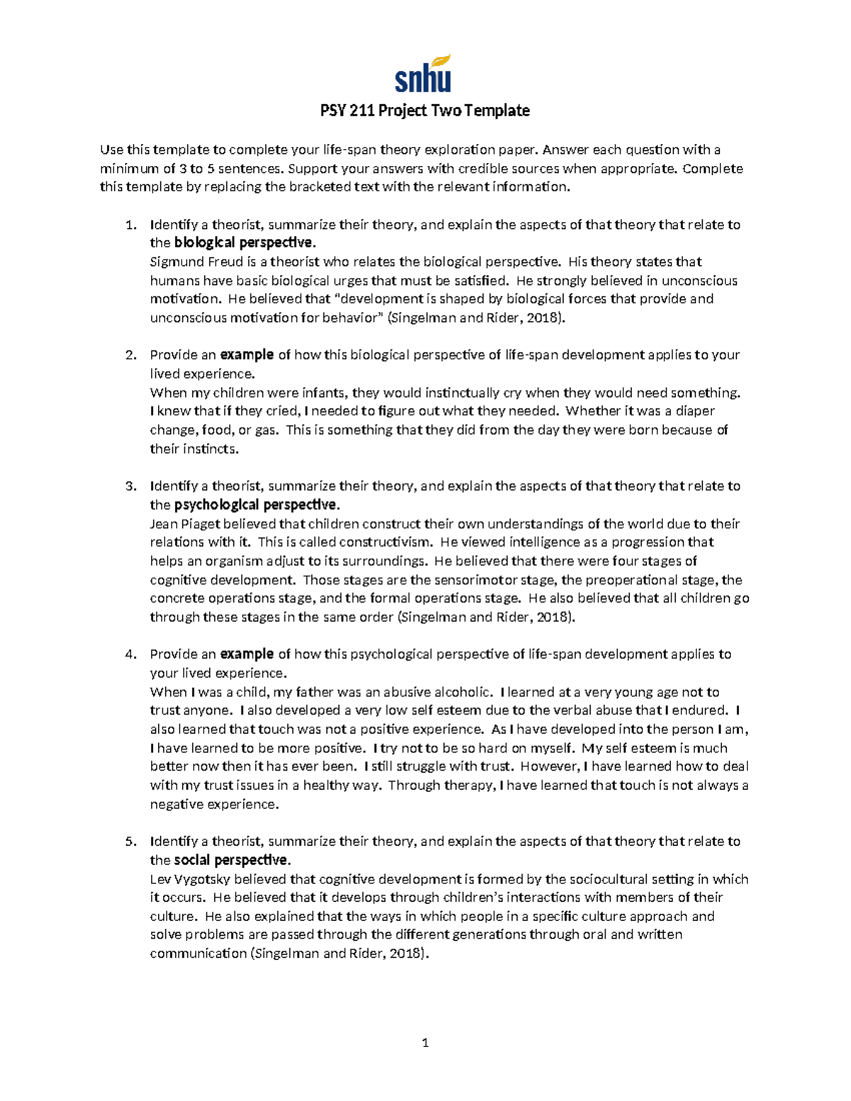 PSY 211 Project Two Template - PSY 211 Project Two Template Use this template to complete your ...