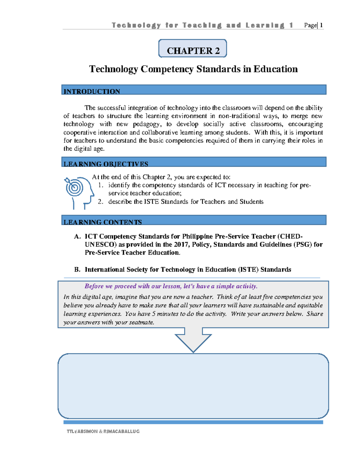 Chapter 2 For Students Course Module - CHAPTER 2 Technology Competency ...