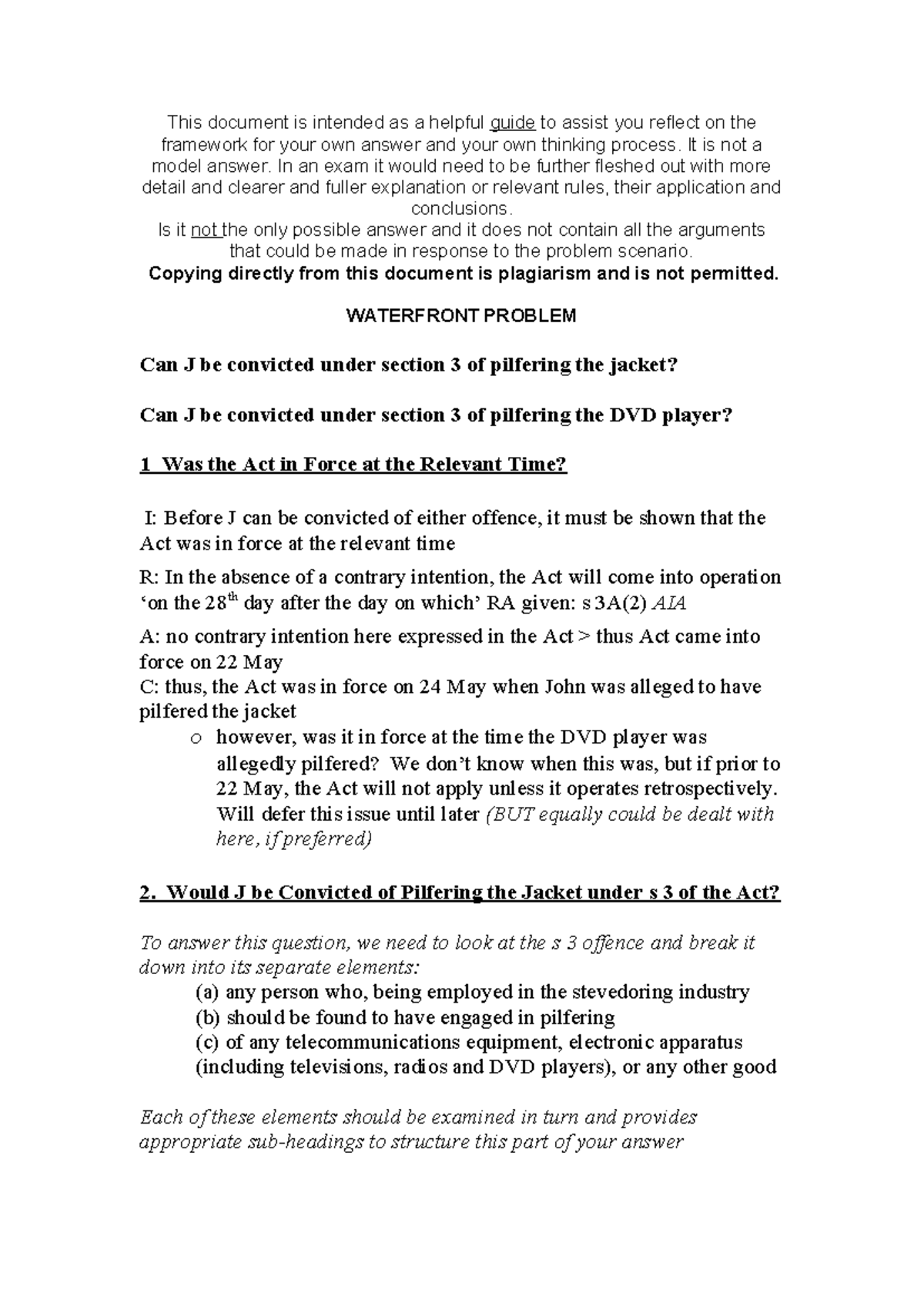 Waterfront problem notes for students - This document is intended as a ...