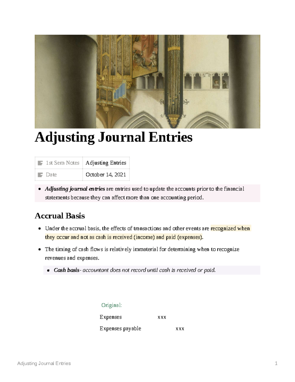 Adjusting Journal Entries - Accrual Basis Under the accrual basis, the ...