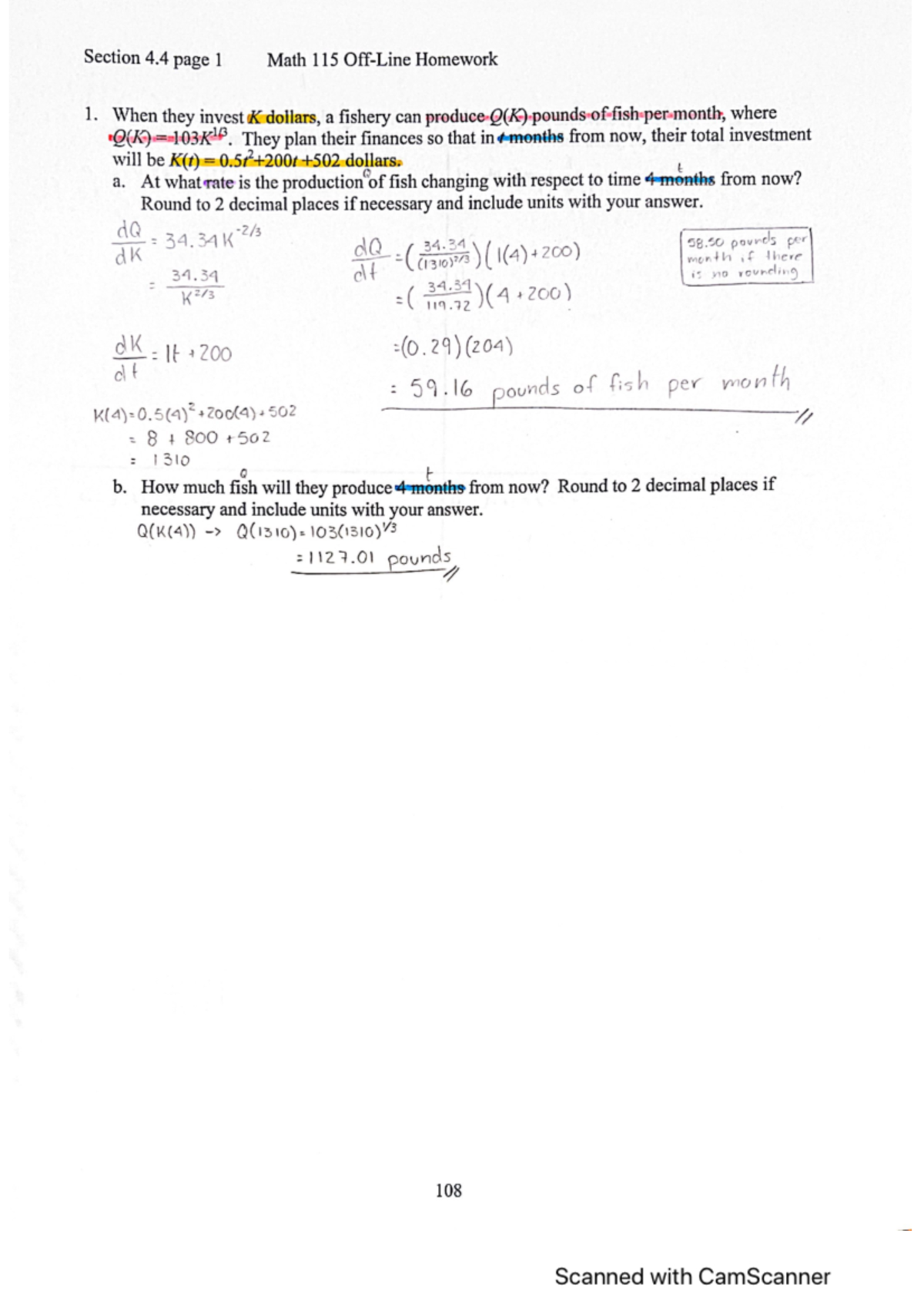 MATH 115 Off-Line Homework Chain Rule - MATH 115Z - CSULB - StuDocu