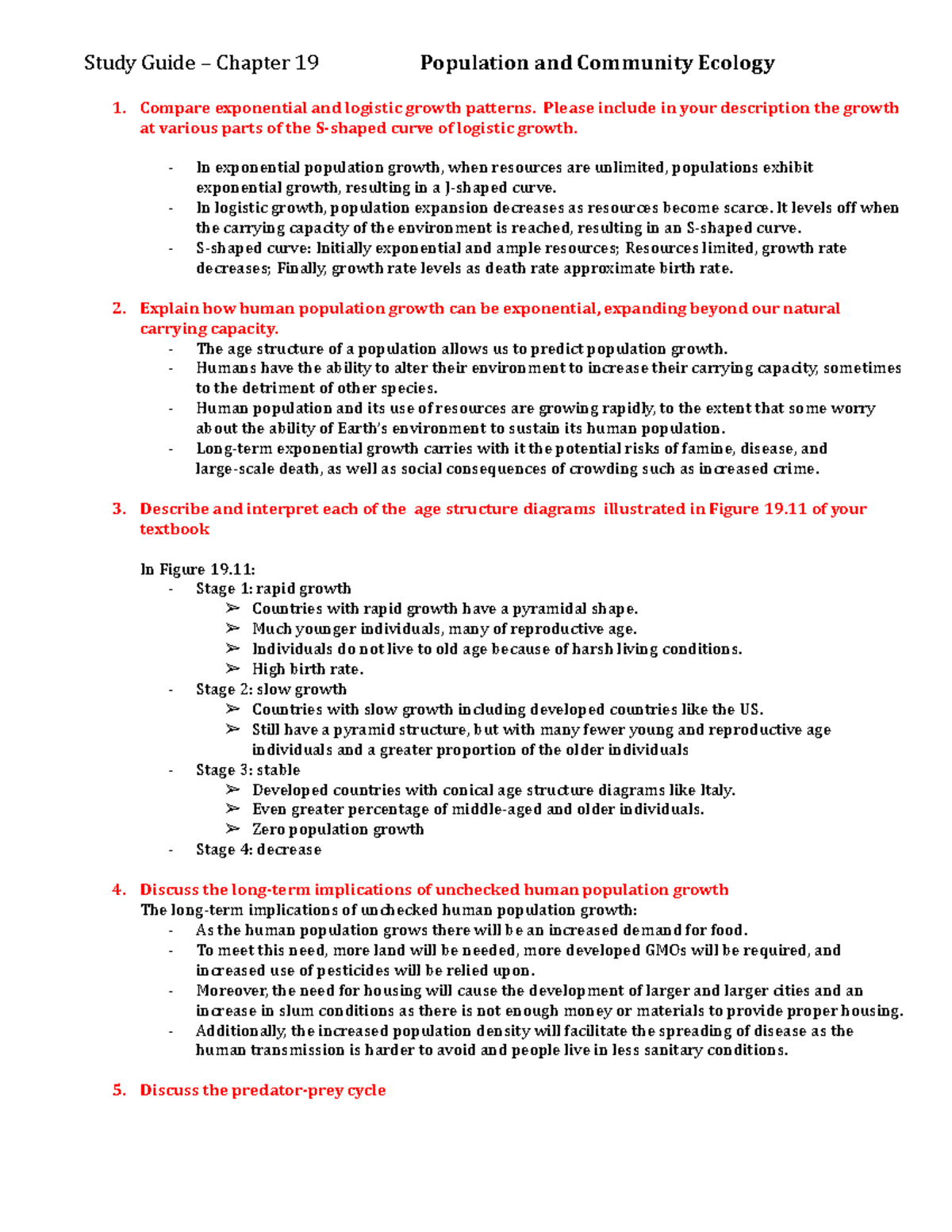 Chapter 19 Study Guide updated - Study Guide – Chapter 19 Population ...