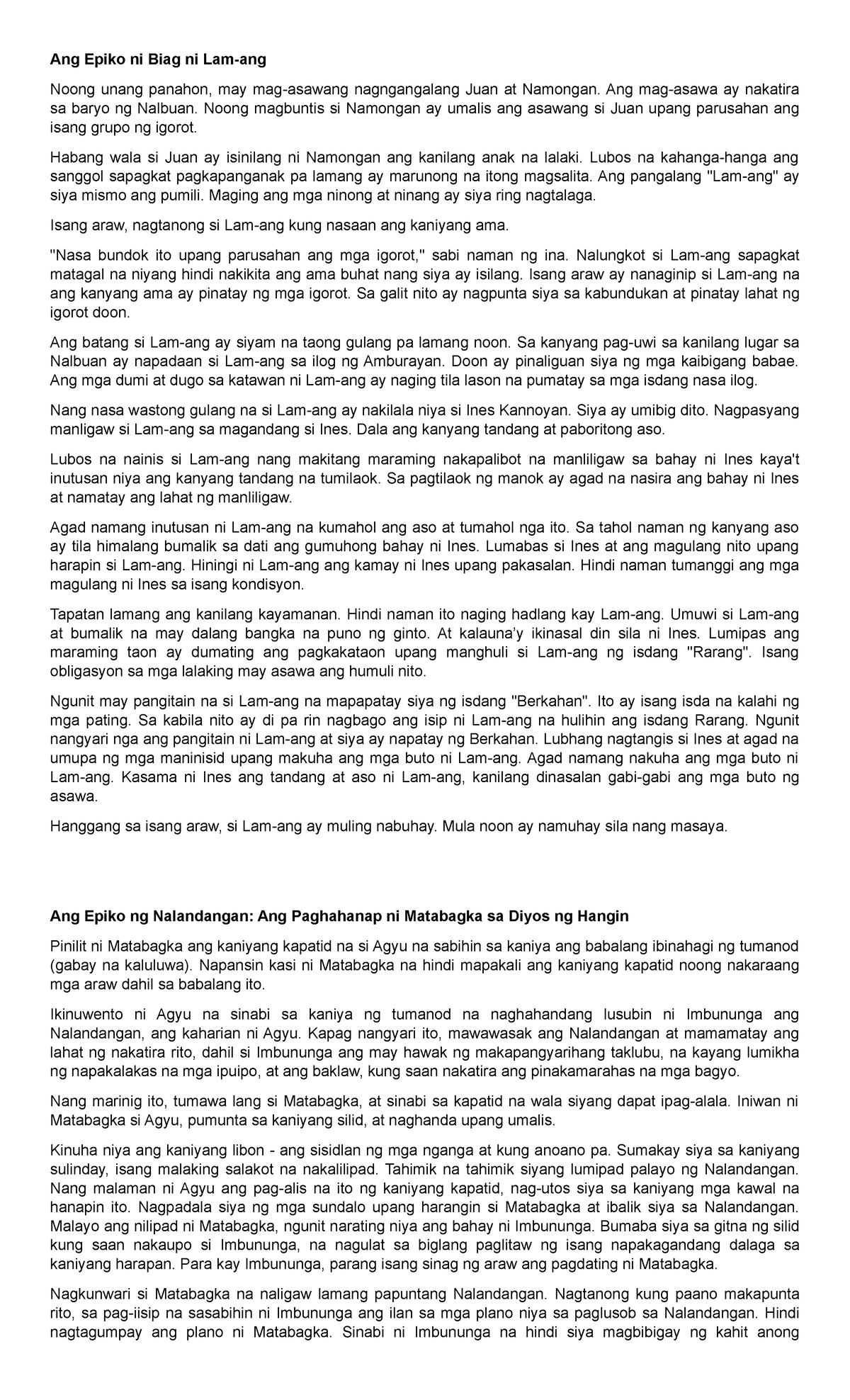Ang Epiko ni Biag ni Lam Ang - Ang Epiko ni Biag ni Lam-ang Noong unang ...