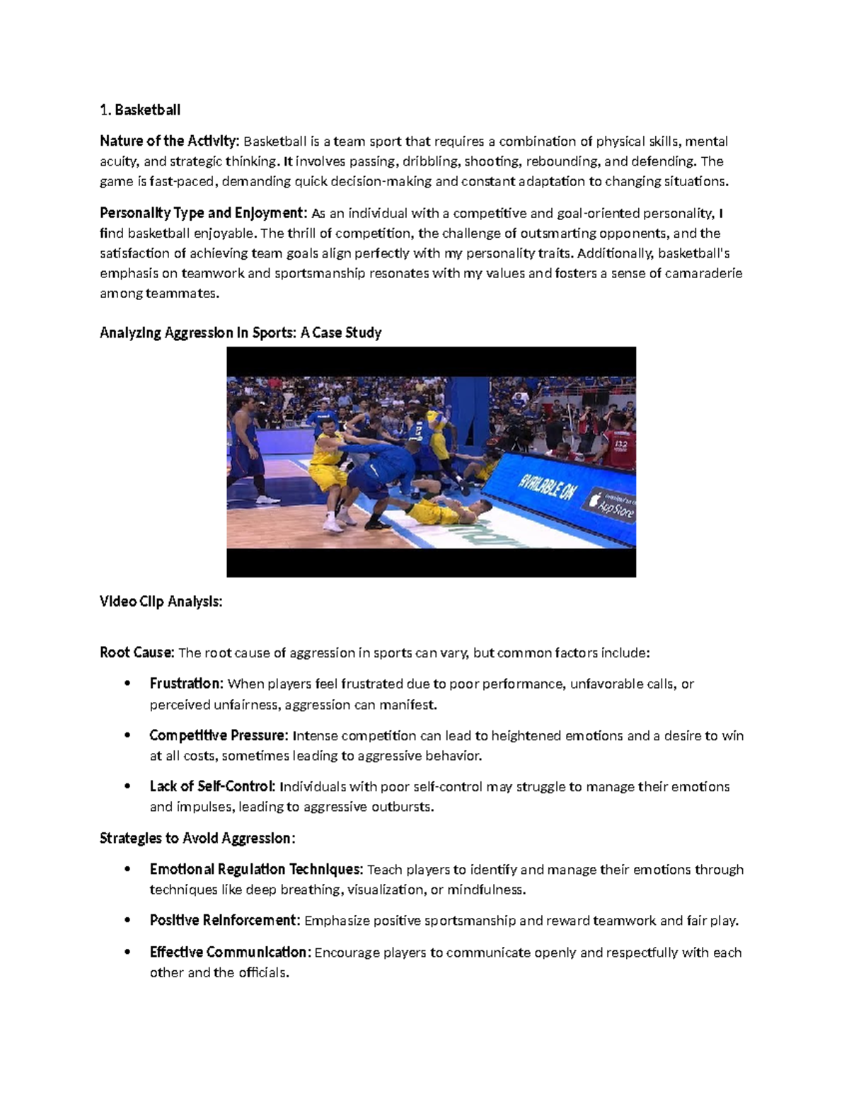 Motivation, Personality and Agression Among Athletes - 1. Basketball ...