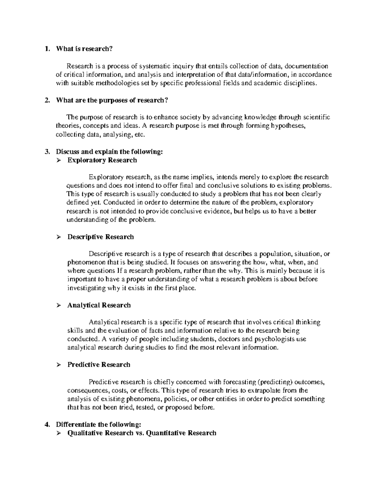 Assignment Module 1 - resaerch - 1. What is research? Research is a ...