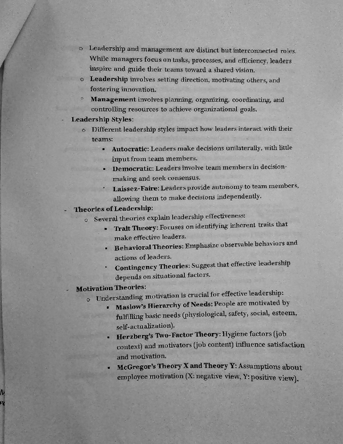 MGT205 Study Guide - Leadership and management are distinct but ...