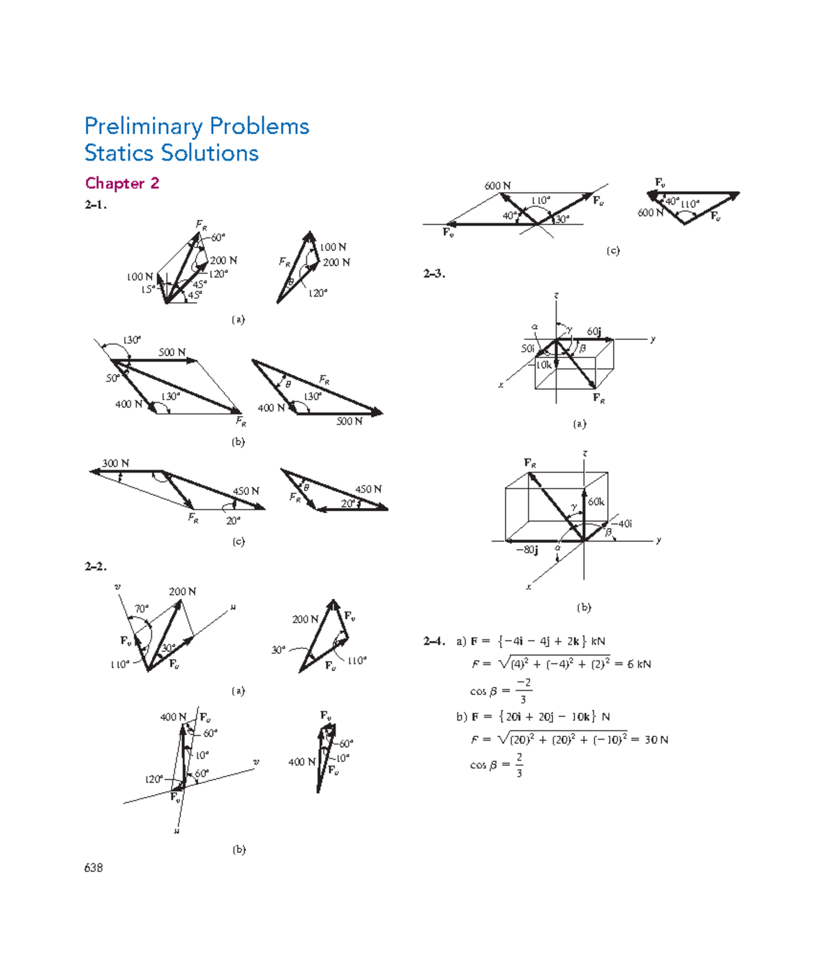 Preliminary Problems solutions - Statics Solutions Chapter 2 2–1. 45 ...