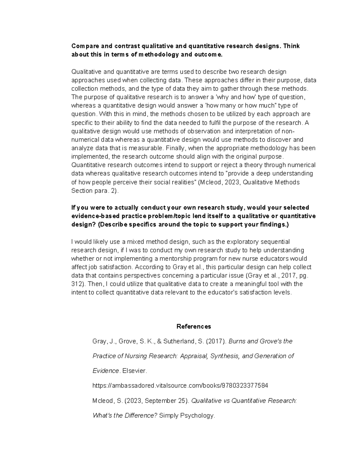 Research Design - Compare and contrast qualitative and quantitative ...