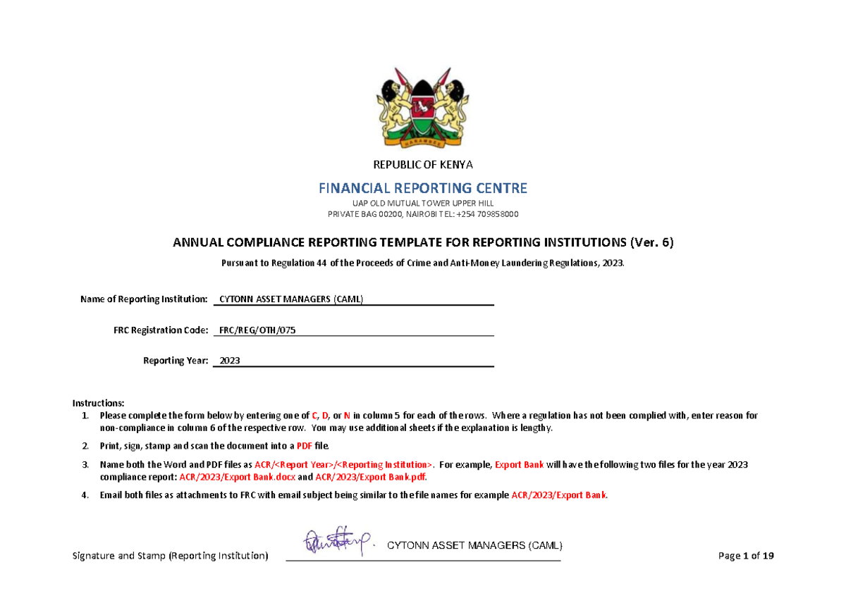 ACR Template 2023 Vers. 6 v2 095207 (1) - REPUBLIC OF KENYA FINANCIAL ...