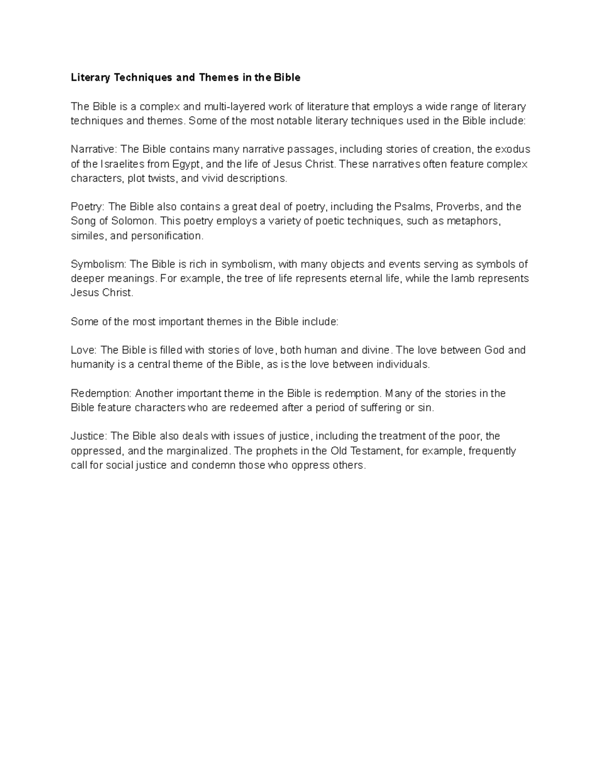 The Bible as Literature - Literary Techniques and Themes in the Bible ...