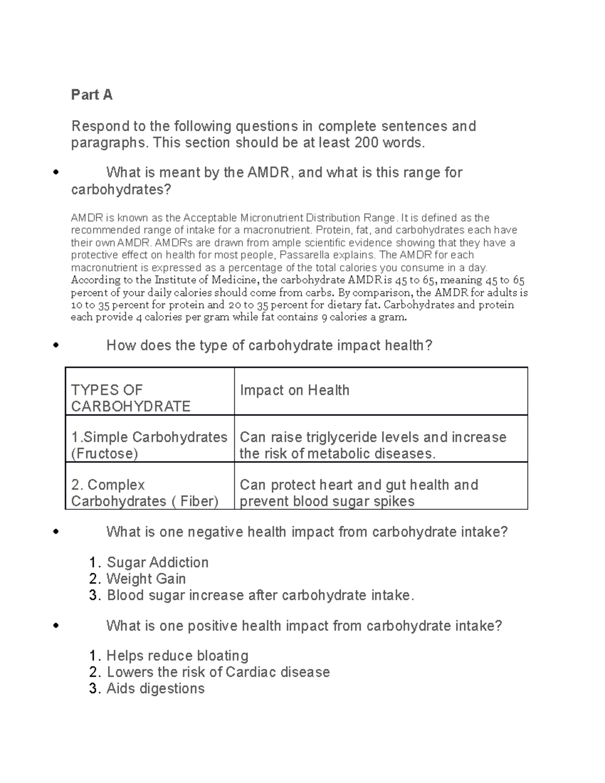 Part A - assignment - Part A Respond to the following questions in ...