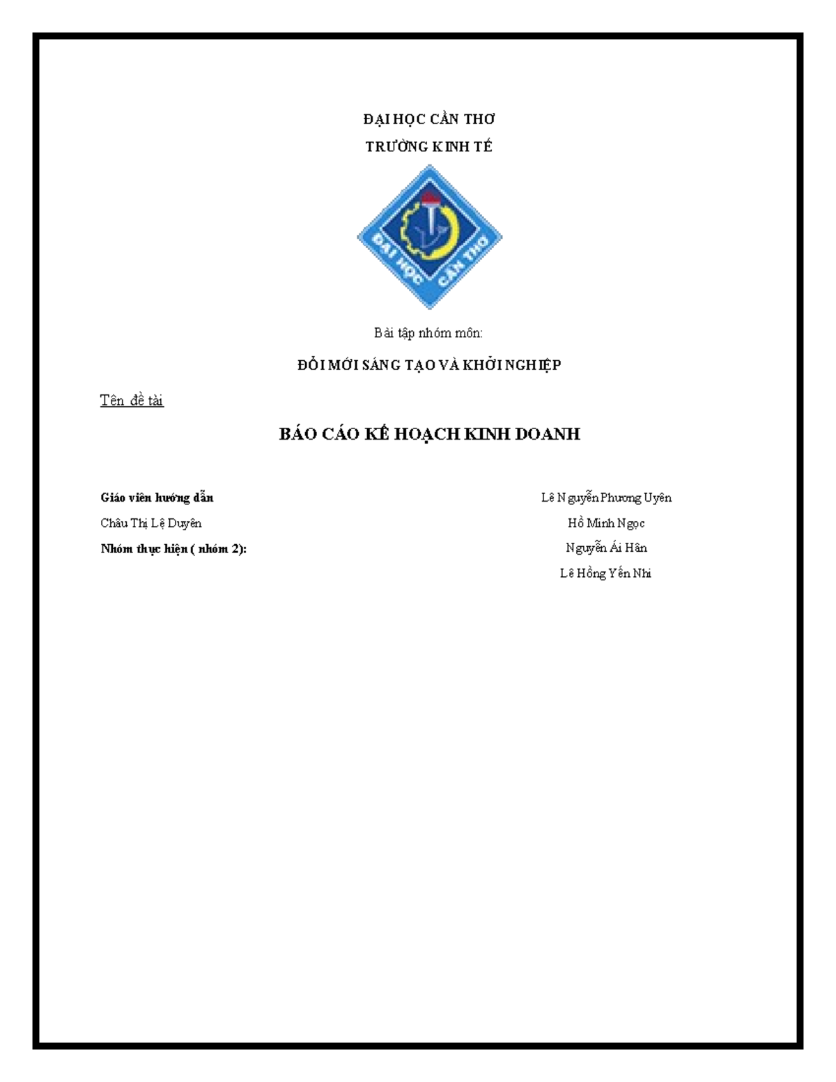 Bìa ctu - welcome to Can Tho University - Kinh Tế Quốc Tế - ĐẠI HỌC CẦN ...