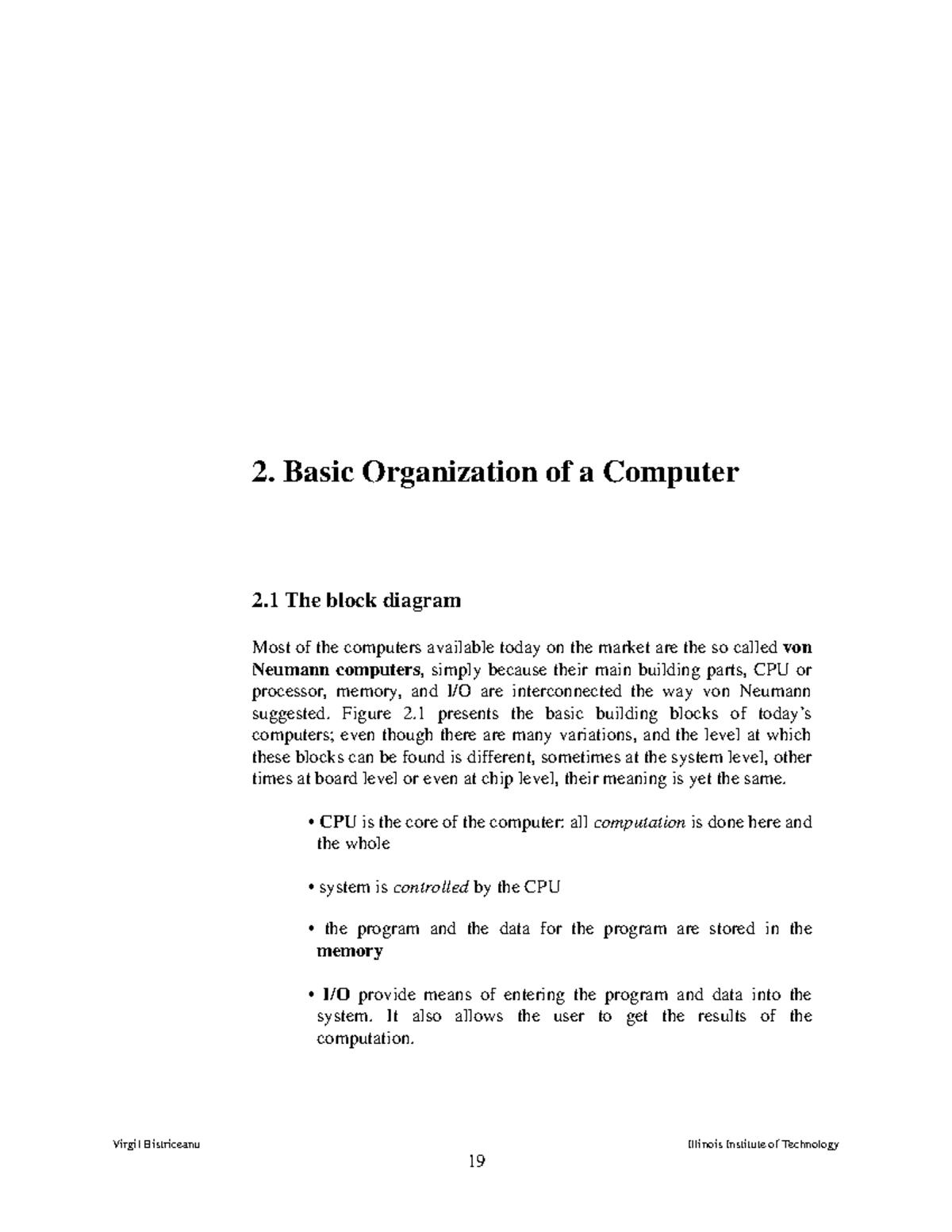 Chapter 2 - Computer - Virgil Bistriceanu Illinois Institute of ...