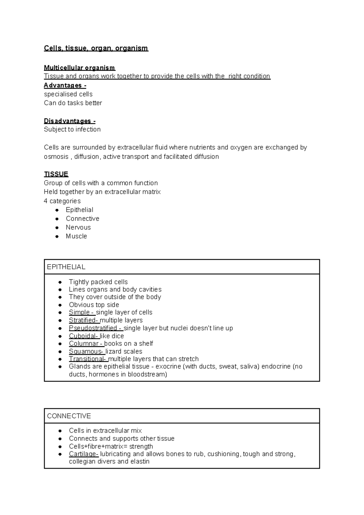 Cells, tissue, organ, organism - Cells, tissue, organ, organism ...