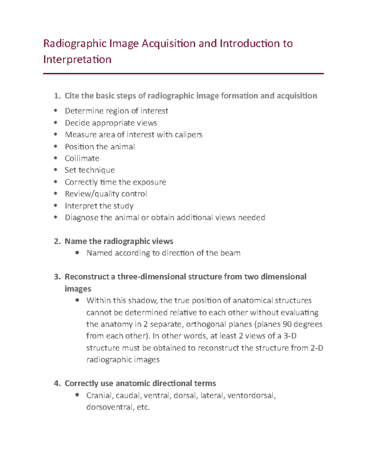 Radiographic Image Acquisition and Introduction to Interpretation ...