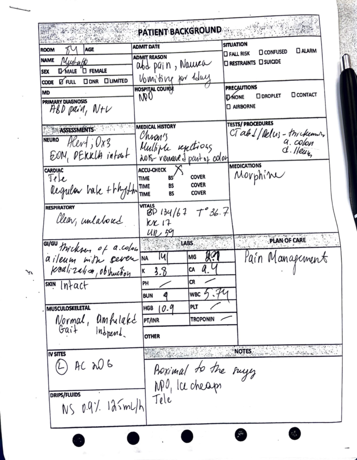Pt profile clinical - .. MD H~}LCOU~ V PRIMARY DIAGNOSIS I\JY U R-tP ...