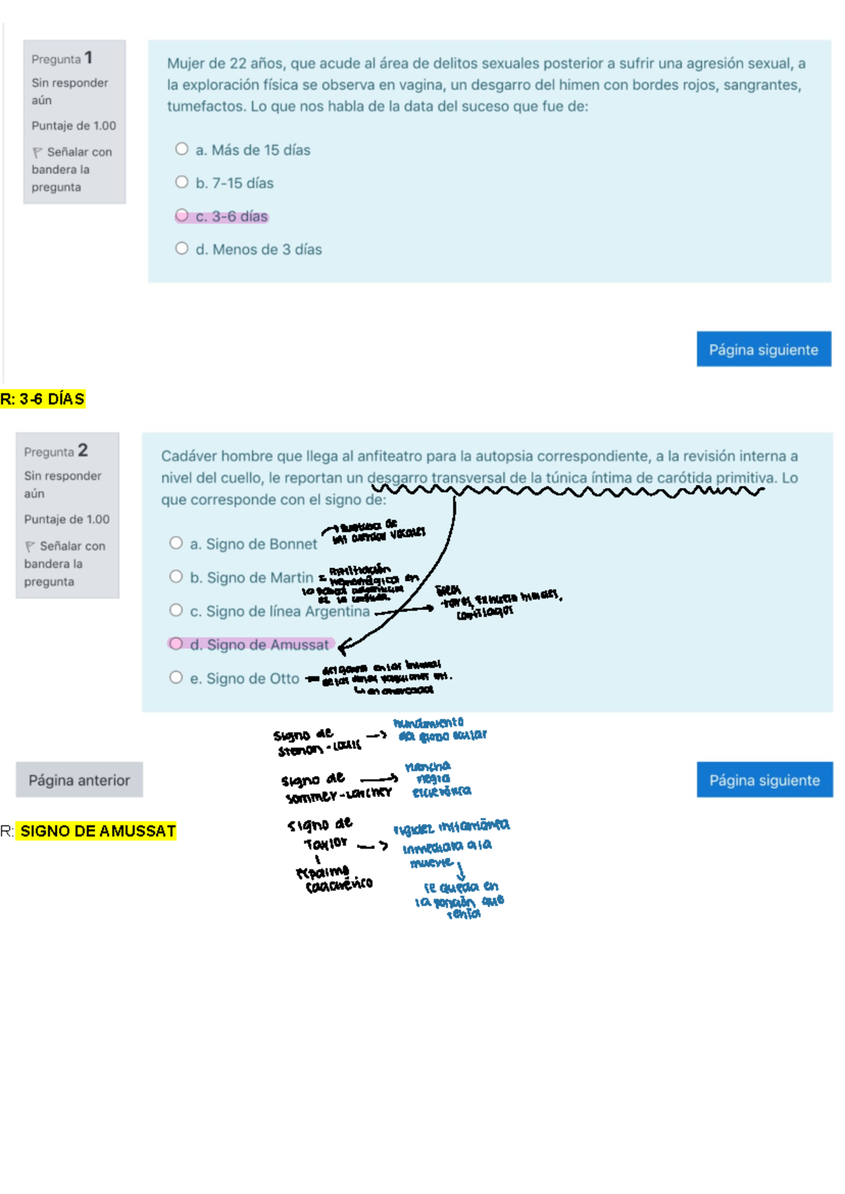 Medicina Legal Examen - R: 3 - 6 DÍAS R: SIGNO DE AMUSSAT nu ...