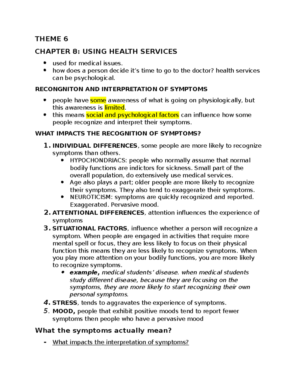 MGW 112 Psychology Quarter 1 - THEME 6 CHAPTER 8: USING HEALTH SERVICES ...