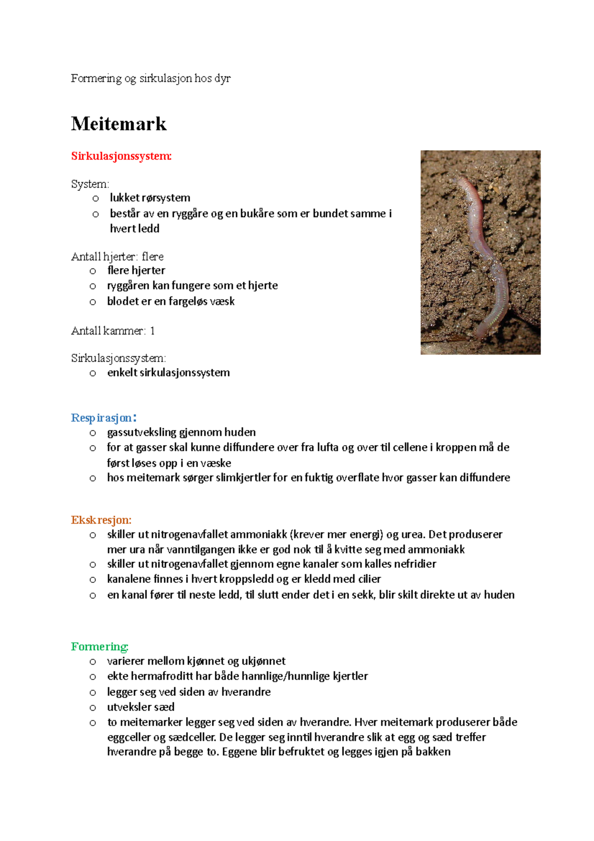 Formering og sirkulasjon hos dyr - Formering og sirkulasjon hos dyr ...