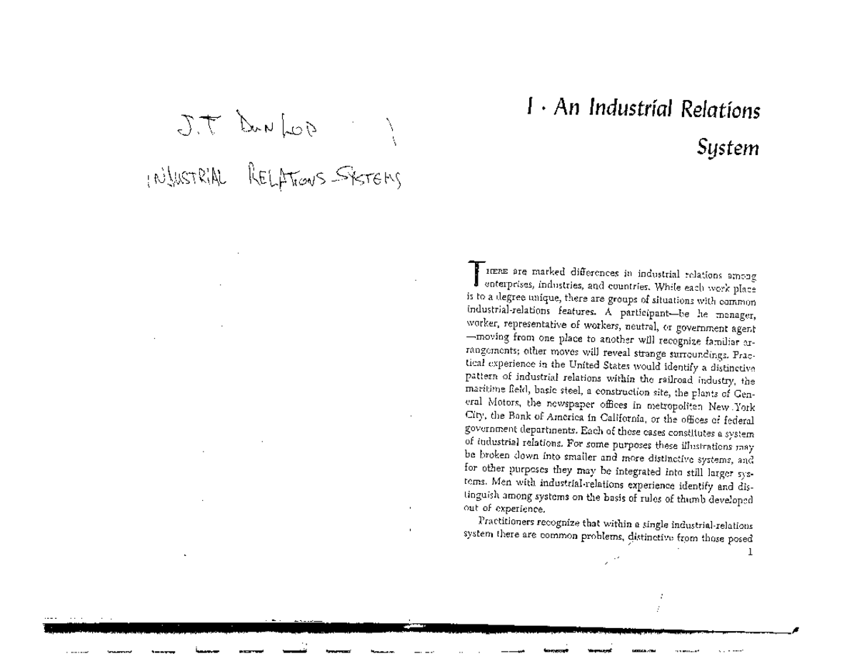 10b2 Dunlop 1958 Industrial Relations Systems Chap 1 - \ :::: !di il 1 ...