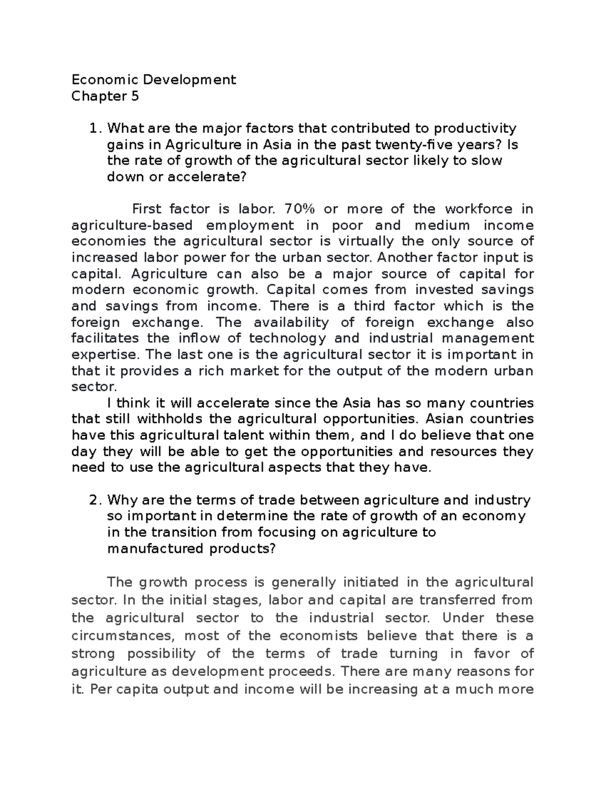 economic development - Economic Development Chapter 5 What are the ...
