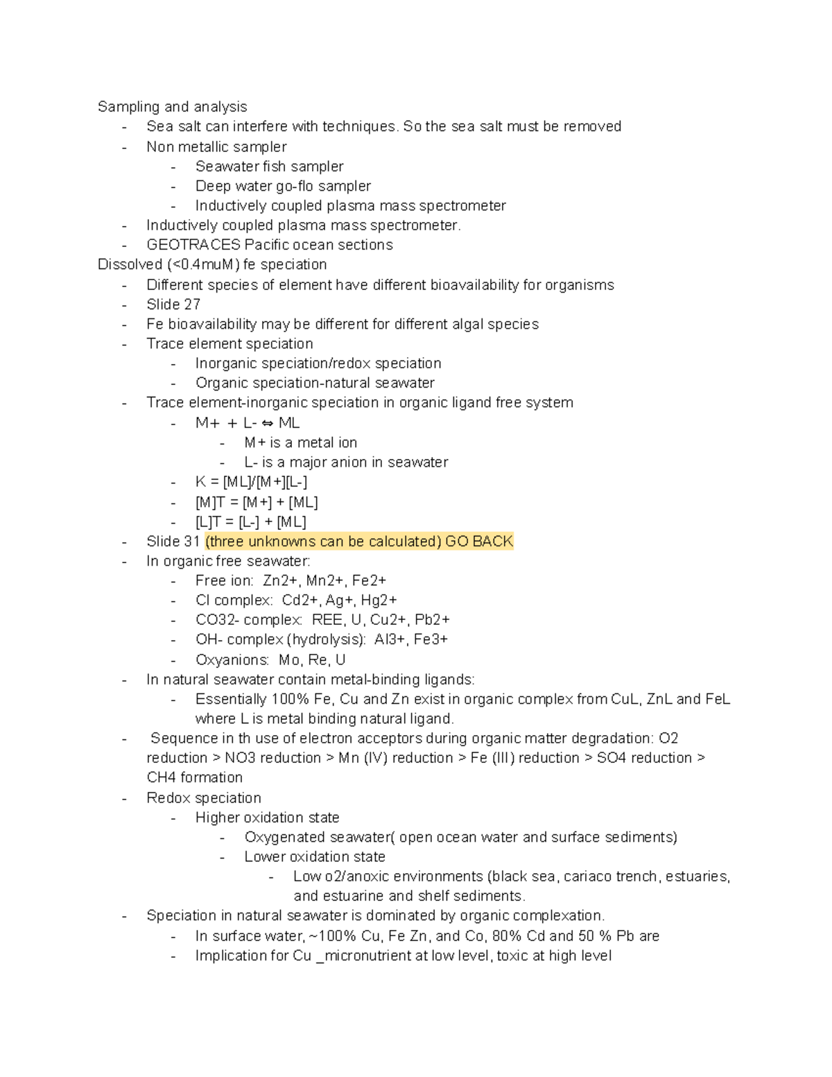 Chapter 4 (continued) - Jingfeng Wu - Sampling and analysis - Sea salt can interfere with - Studocu
