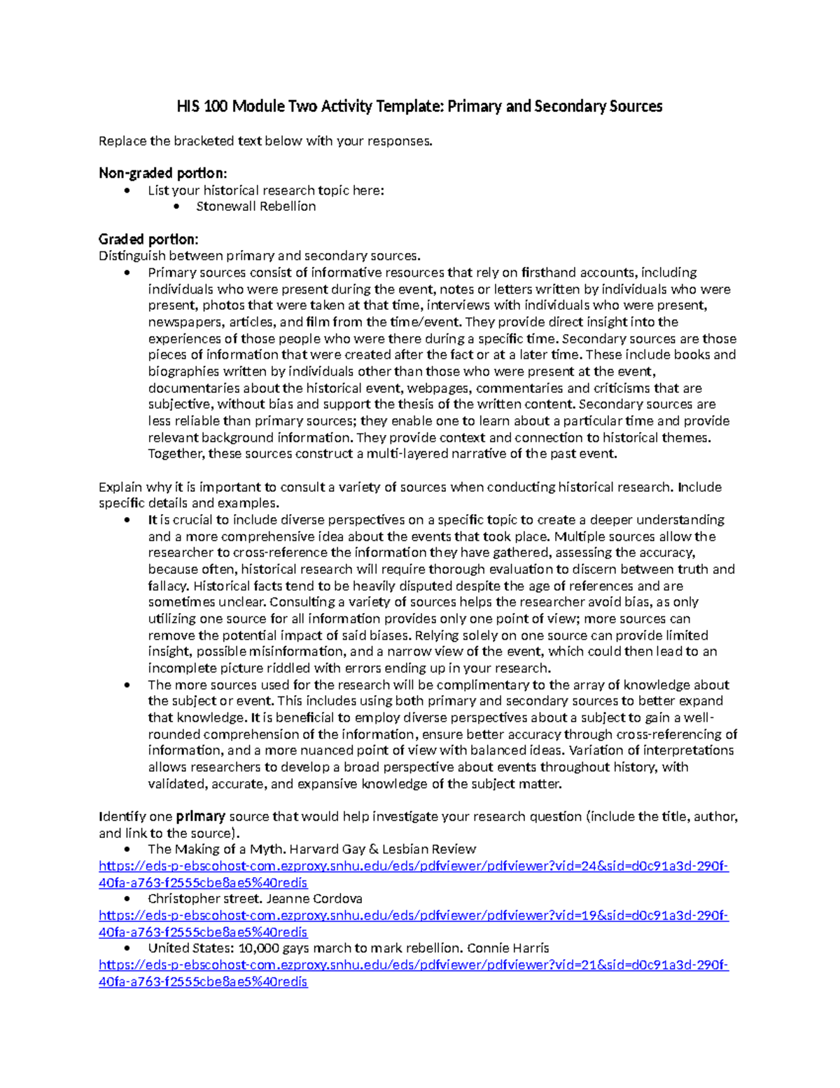 HIS 100 Module Two Activity Sources Template - HIS 100 Module Two ...