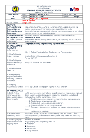 Format Matatag LP - Educational purpose only - San Francisco De Sales ...