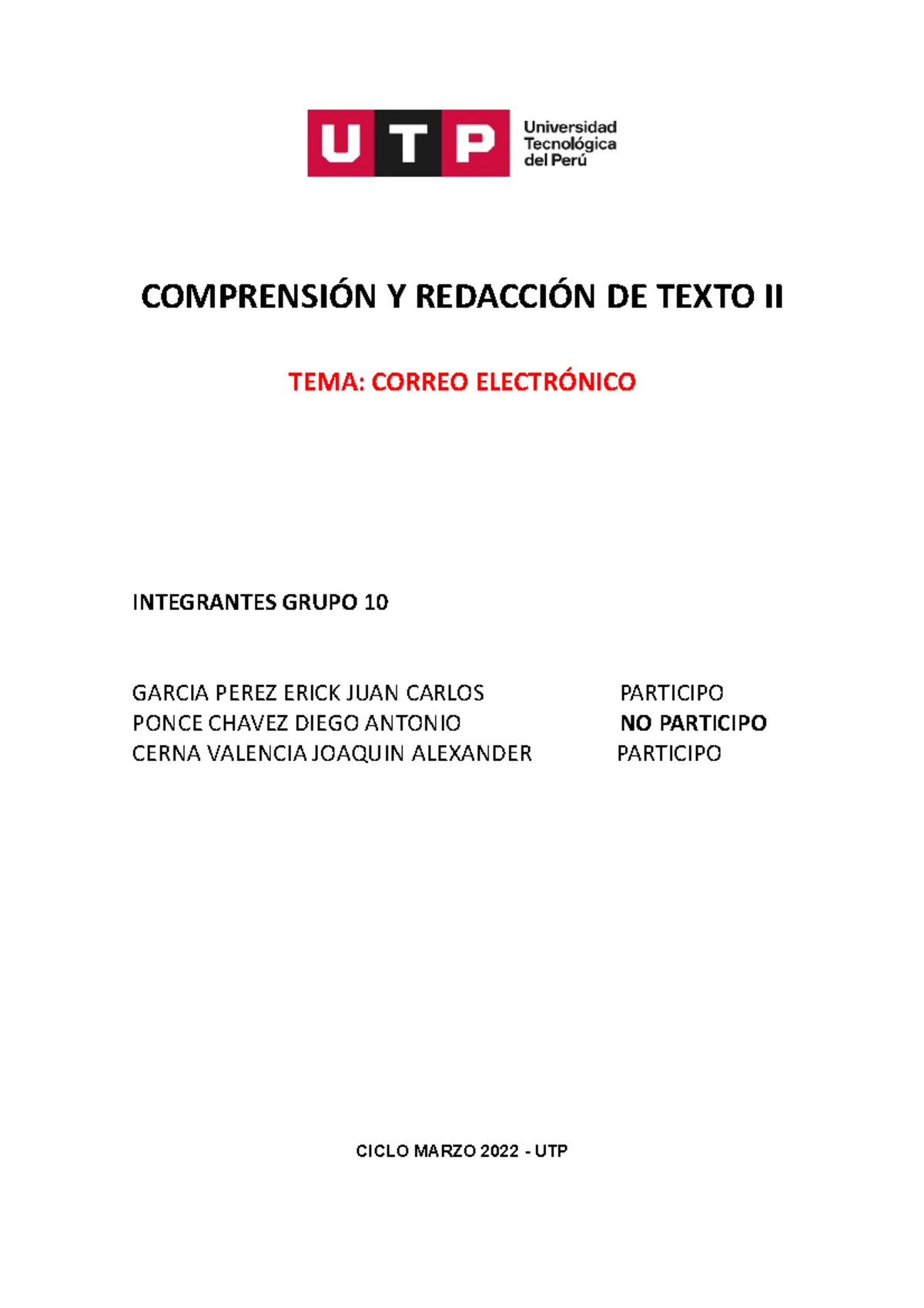 Correo Electrónico versionfinal Grupo 10 - redaccion - UTP - Studocu