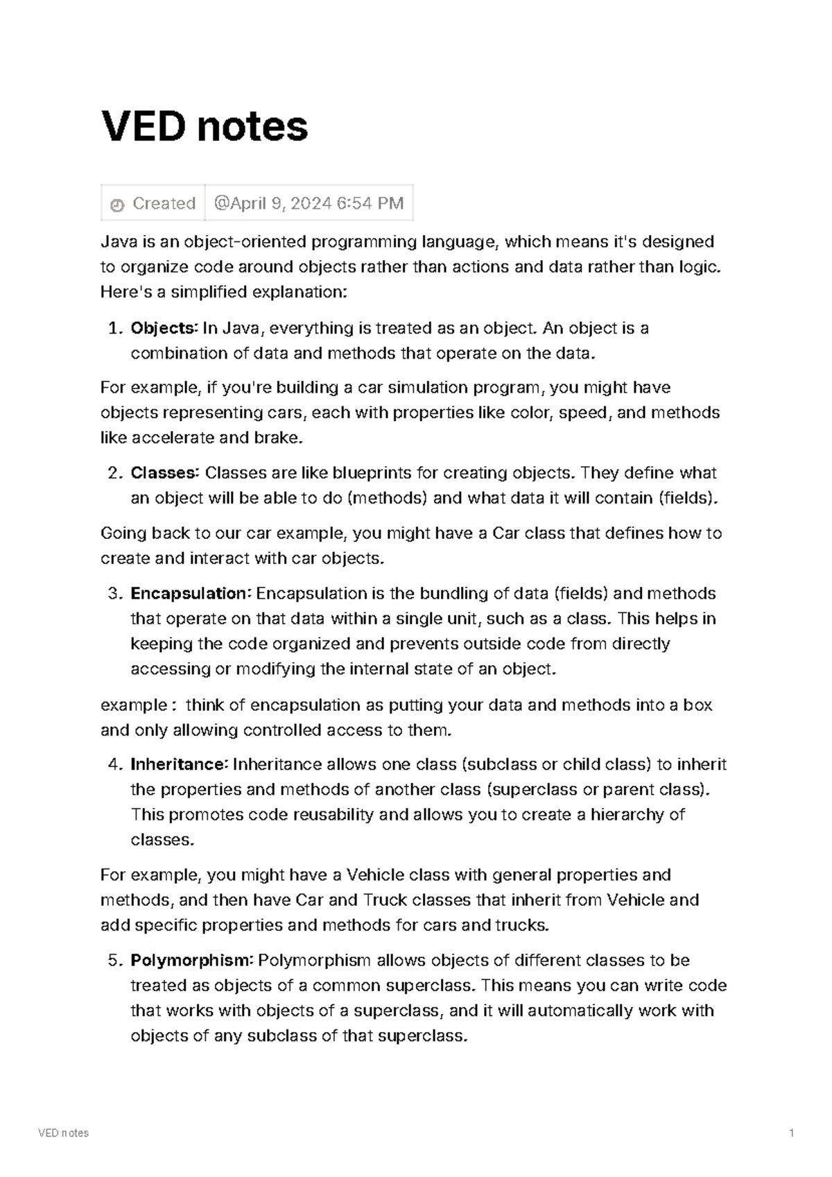 5 6102784365928910981 - VED notes Created Java is an object-oriented ...