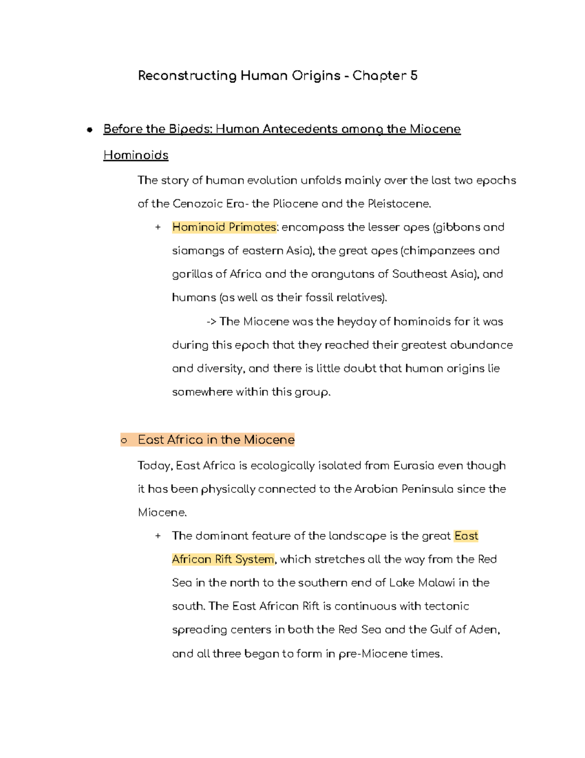 Reconstructing Human Origins: A Modern Synthesis - Chapter 5 Summary ...