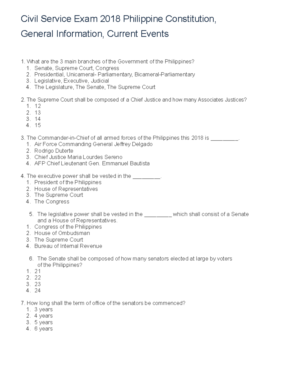 Phil-Constitution Gen-Info Current-Events - Civil Service Exam 2018 ...