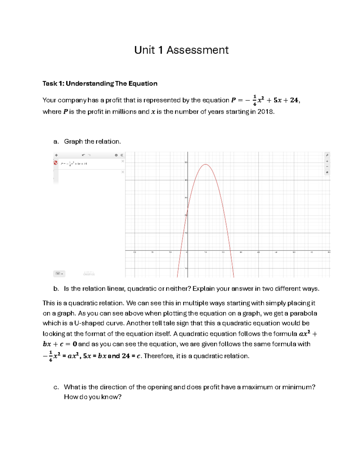 Unit 1 Assignment - Unit 1 Assessment Task 1: Understanding The Equation Your company has a ...