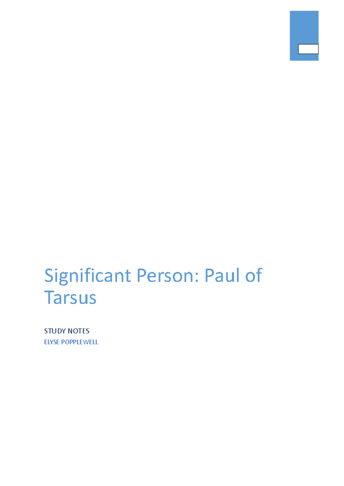 3852Saint Paul notes - Significant Person: Paul of Tarsus STUDY NOTES ...