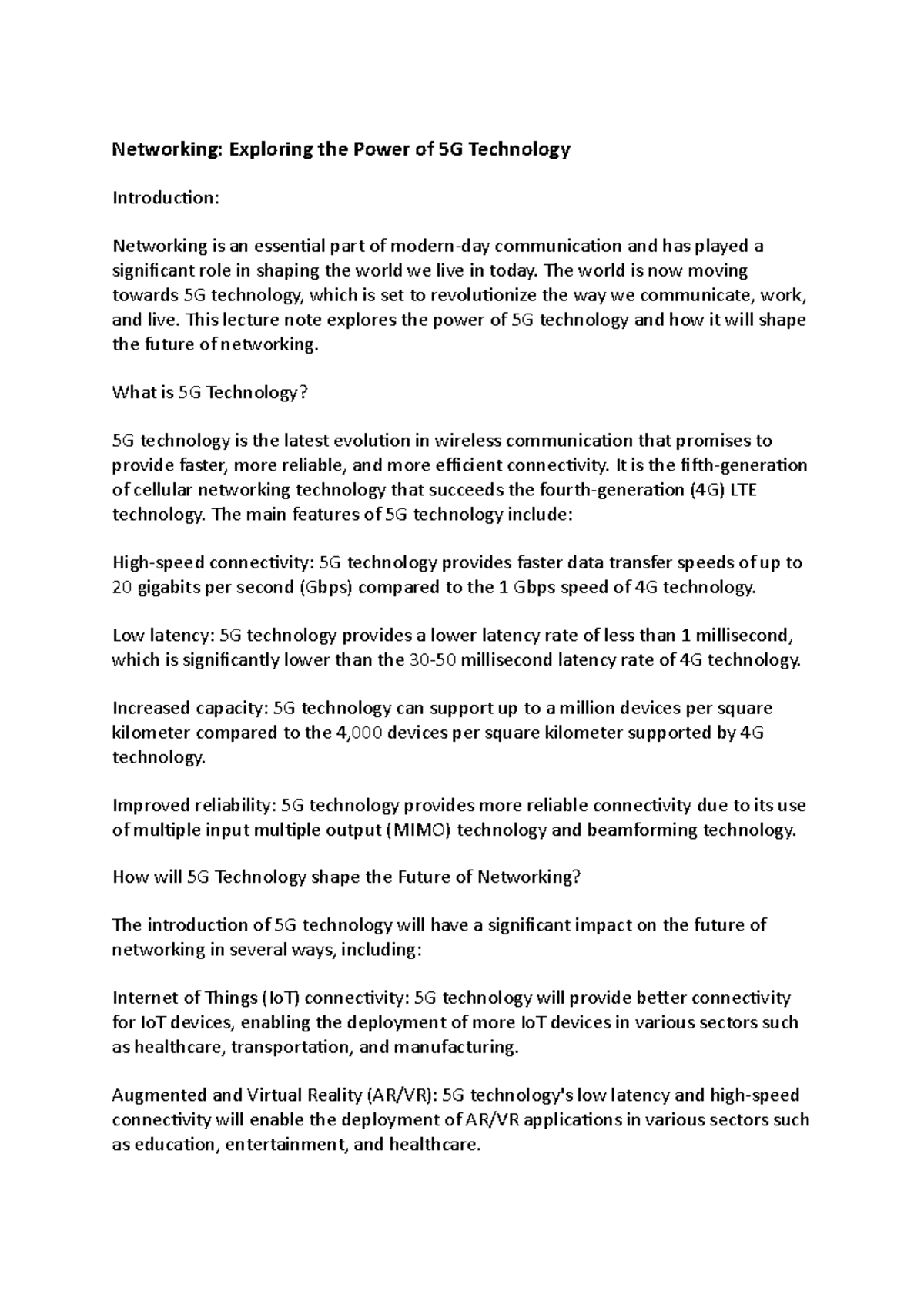 Networking- Exploring the Power of 5G Technology - Networking ...