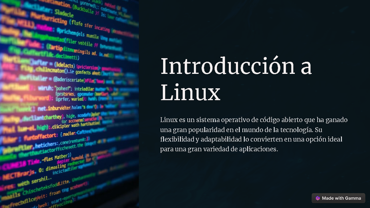 Introduccion-a-Linux - Introducción a Linux Linux es un sistema operativo de código abierto que ...