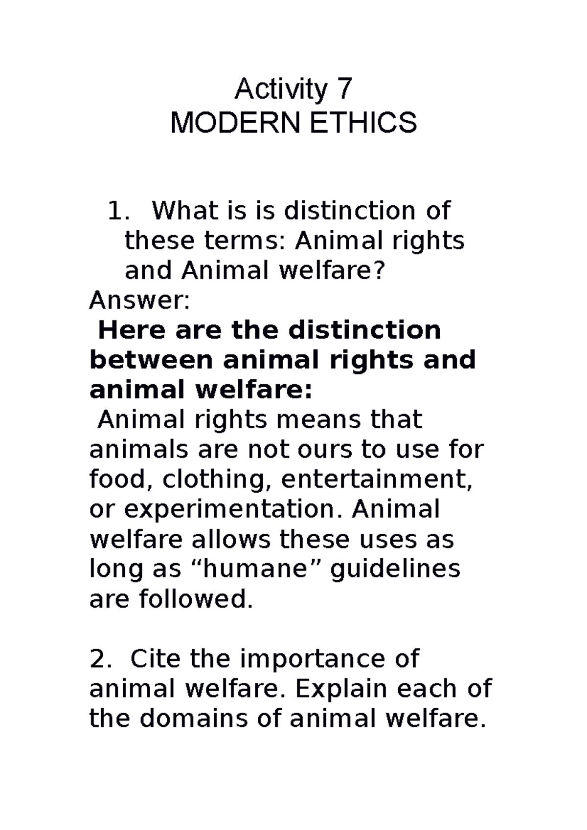 Activity 7 – Ph D301 - Notes - Activity 7 MODERN ETHICS What is is ...