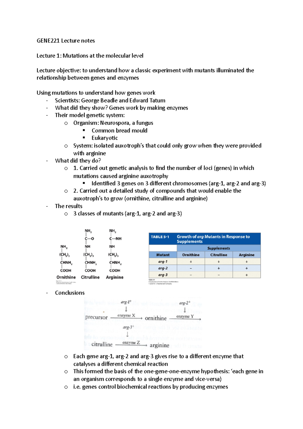 Gene221 Lecture Notes Gene221 Lecture Notes Lecture 1 Muta琀椀ons At