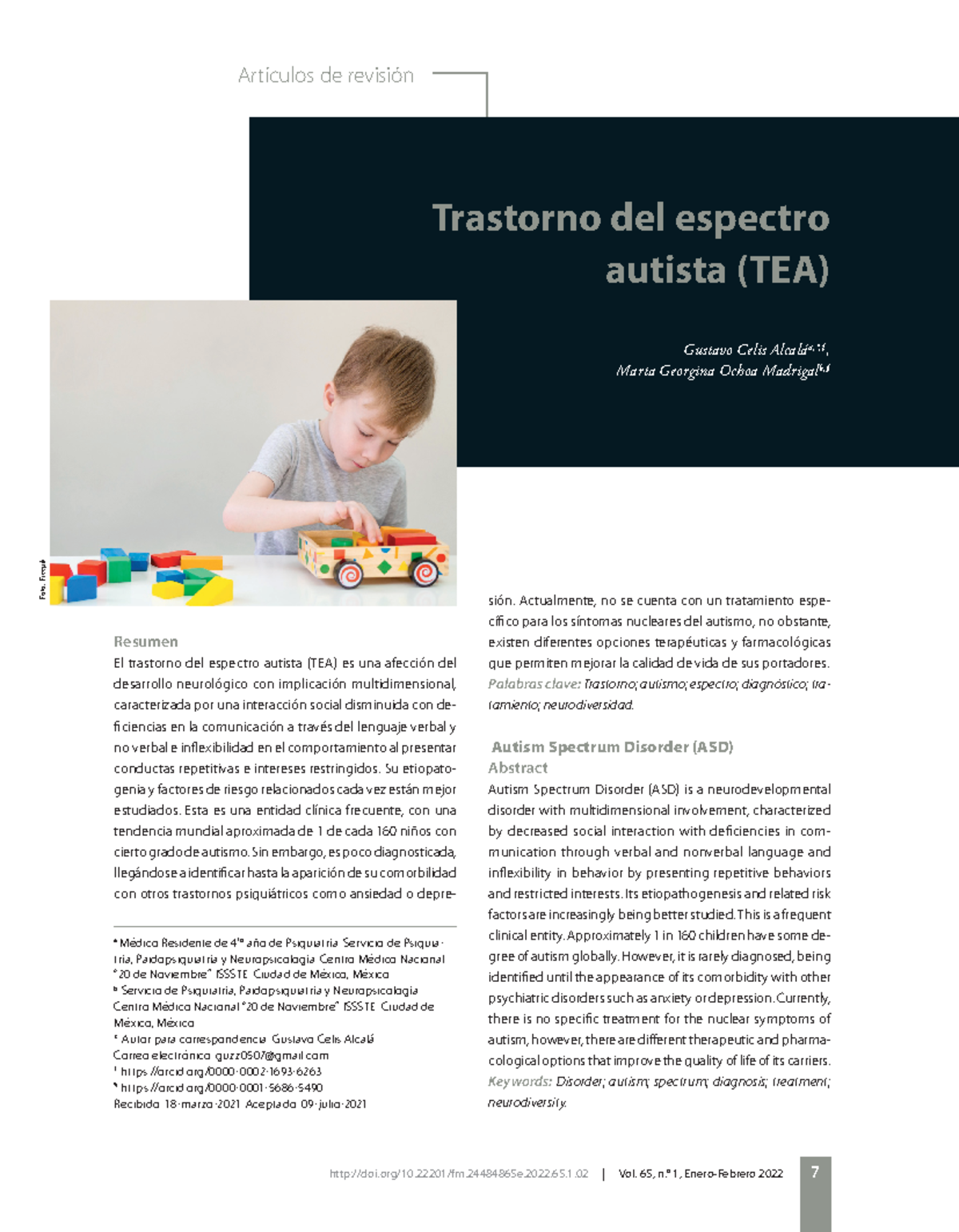 A2-7-20 trastorno del espectro autistas tea - |Vol. 65, n. o1, Enero ...