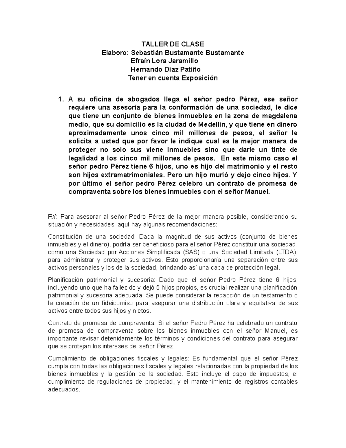 Taller DE Clase - TALLER DE CLASE Elaboro: Sebastián Bustamante ...