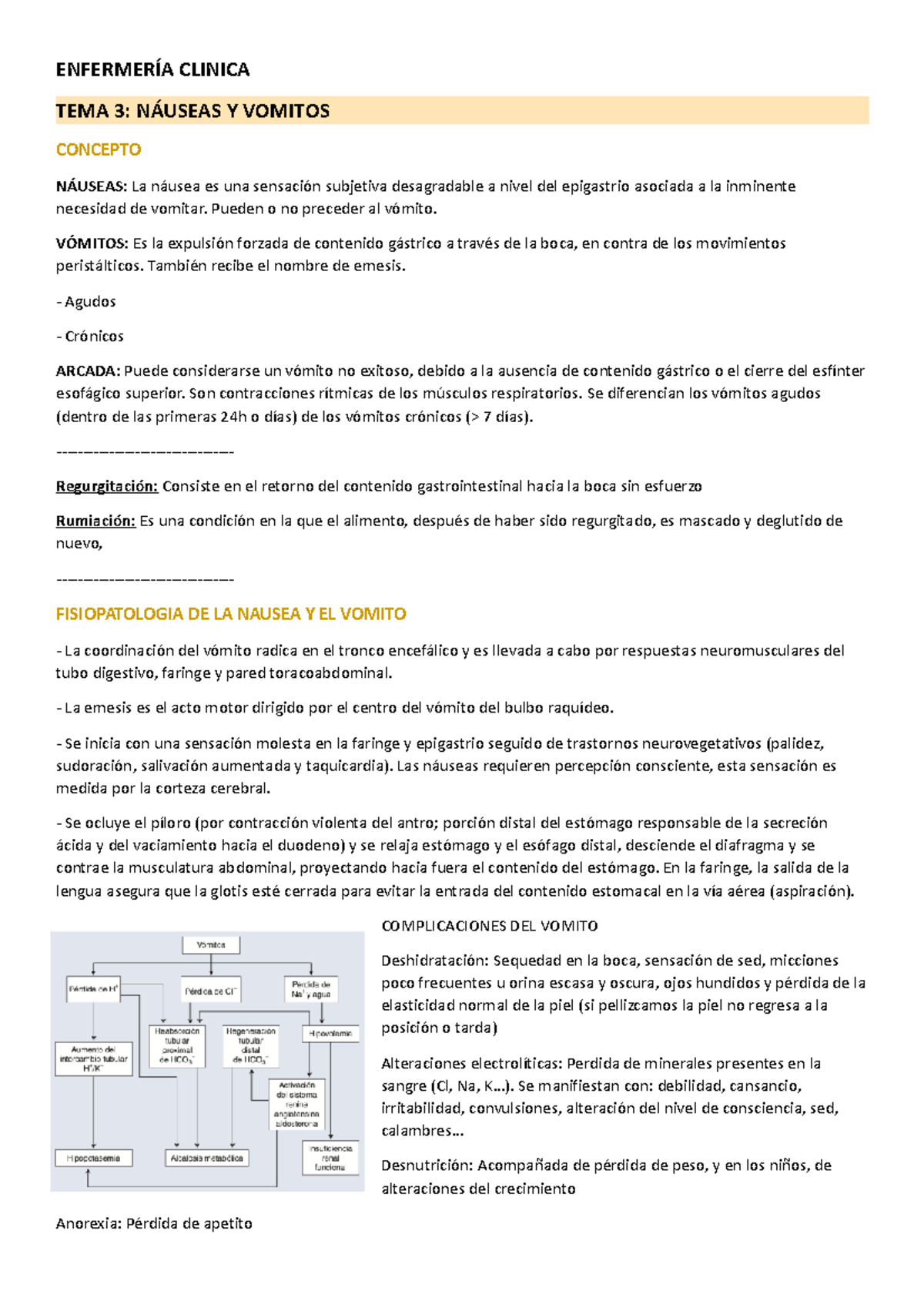 Tema3 - cvbnm, - ENFERMERÍA CLINICA TEMA 3: NÁUSEAS Y VOMITOS CONCEPTO ...