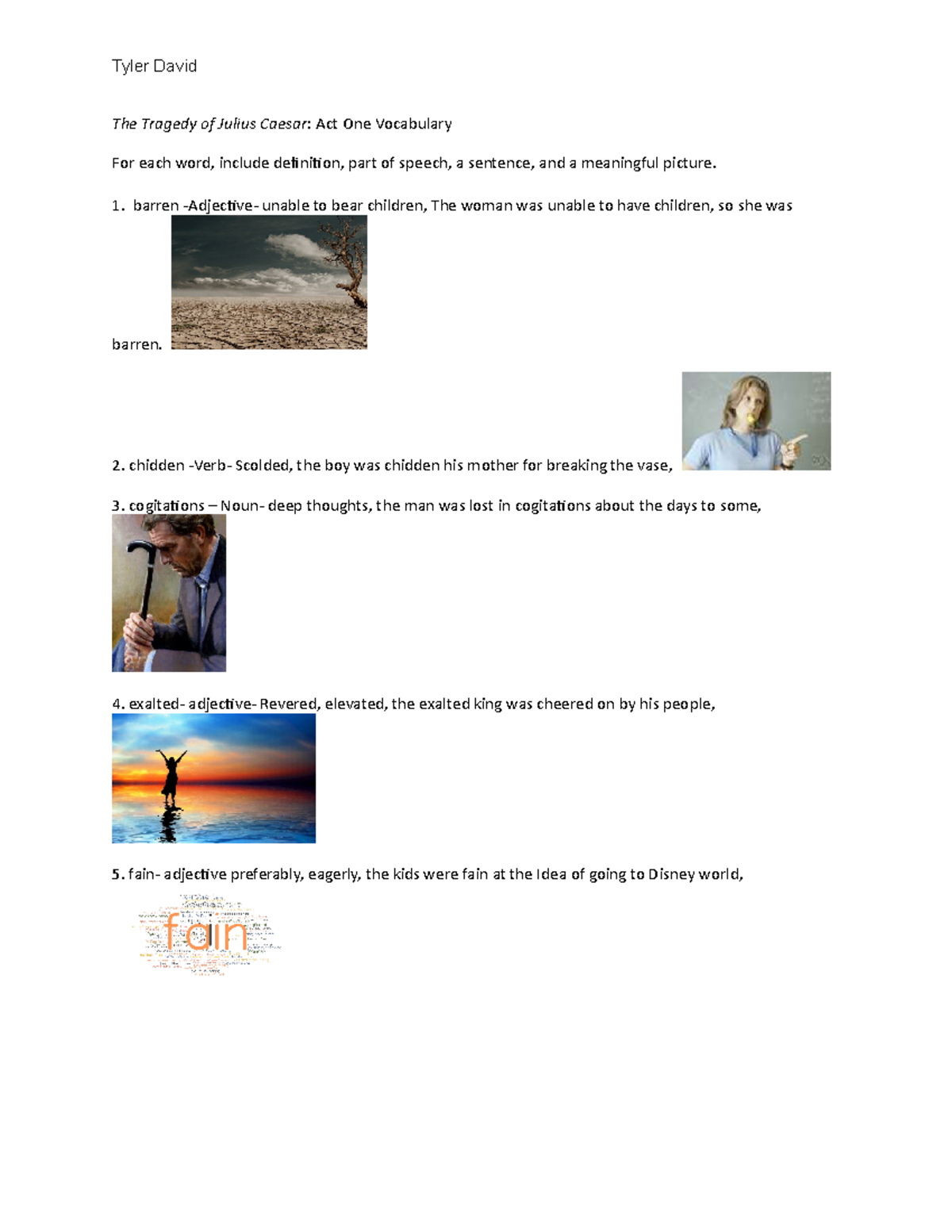 The Tragedy of Julius Caesar Act One Vocabulary - Tyler David The ...