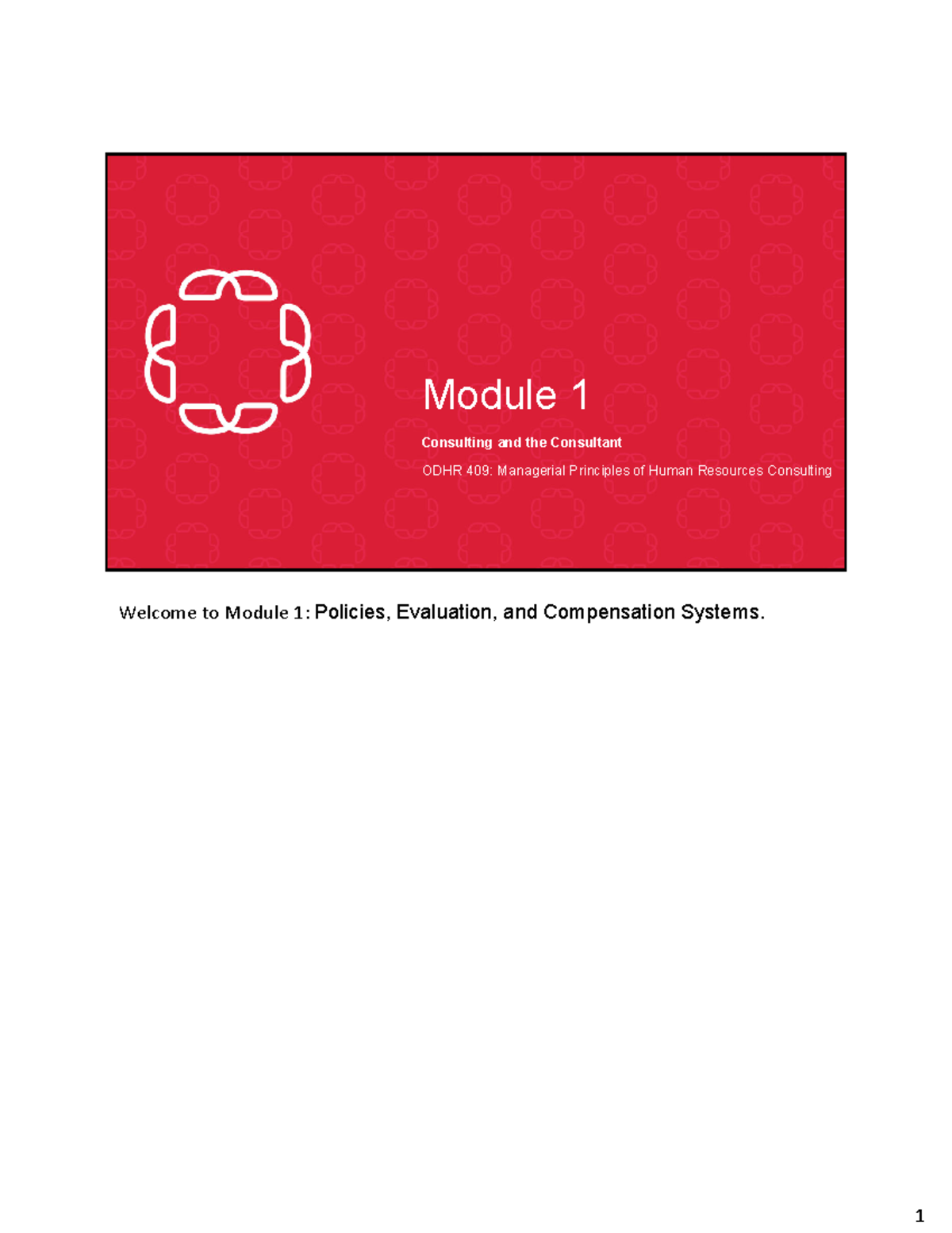 ODHR409 M1 PDF - dssses - Module 1 Consulting and the Consultant ODHR ...