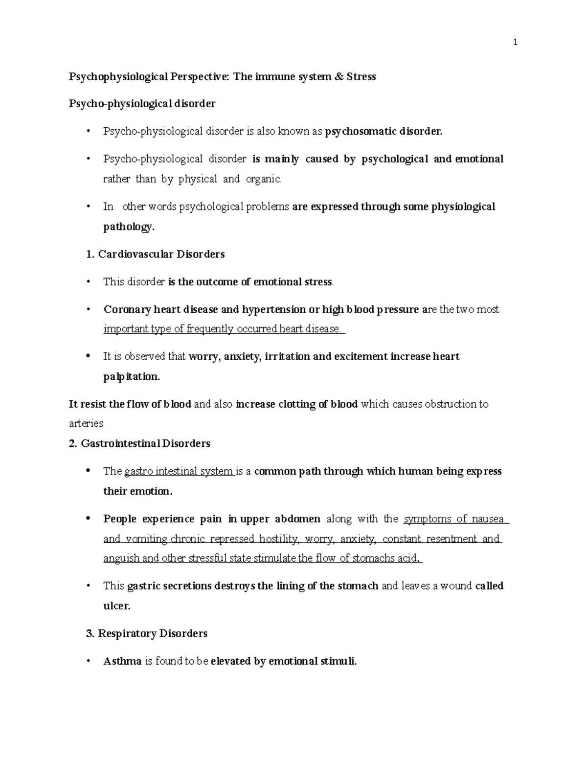 Paradigms finals - Psychophysiological Perspective: The immune system ...