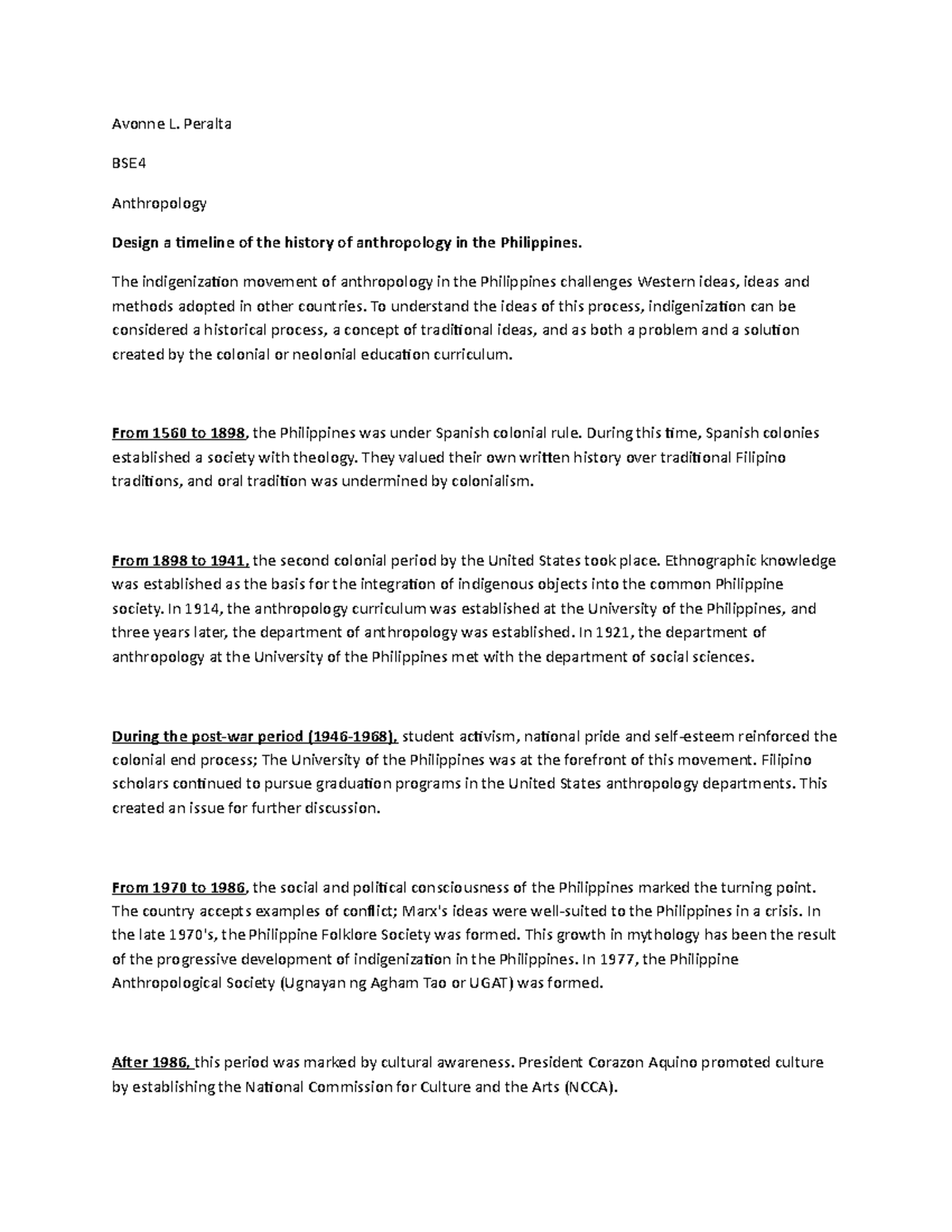 Anthropology chapter 1 in social studies students - Avonne L. Peralta ...