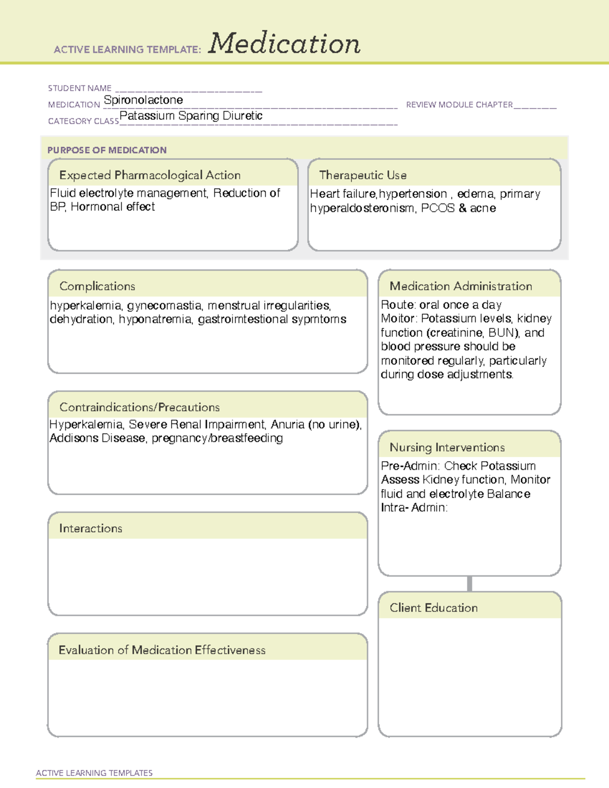 Medication template-2 - ACTIVE LEARNING TEMPLATES Medication STUDENT ...