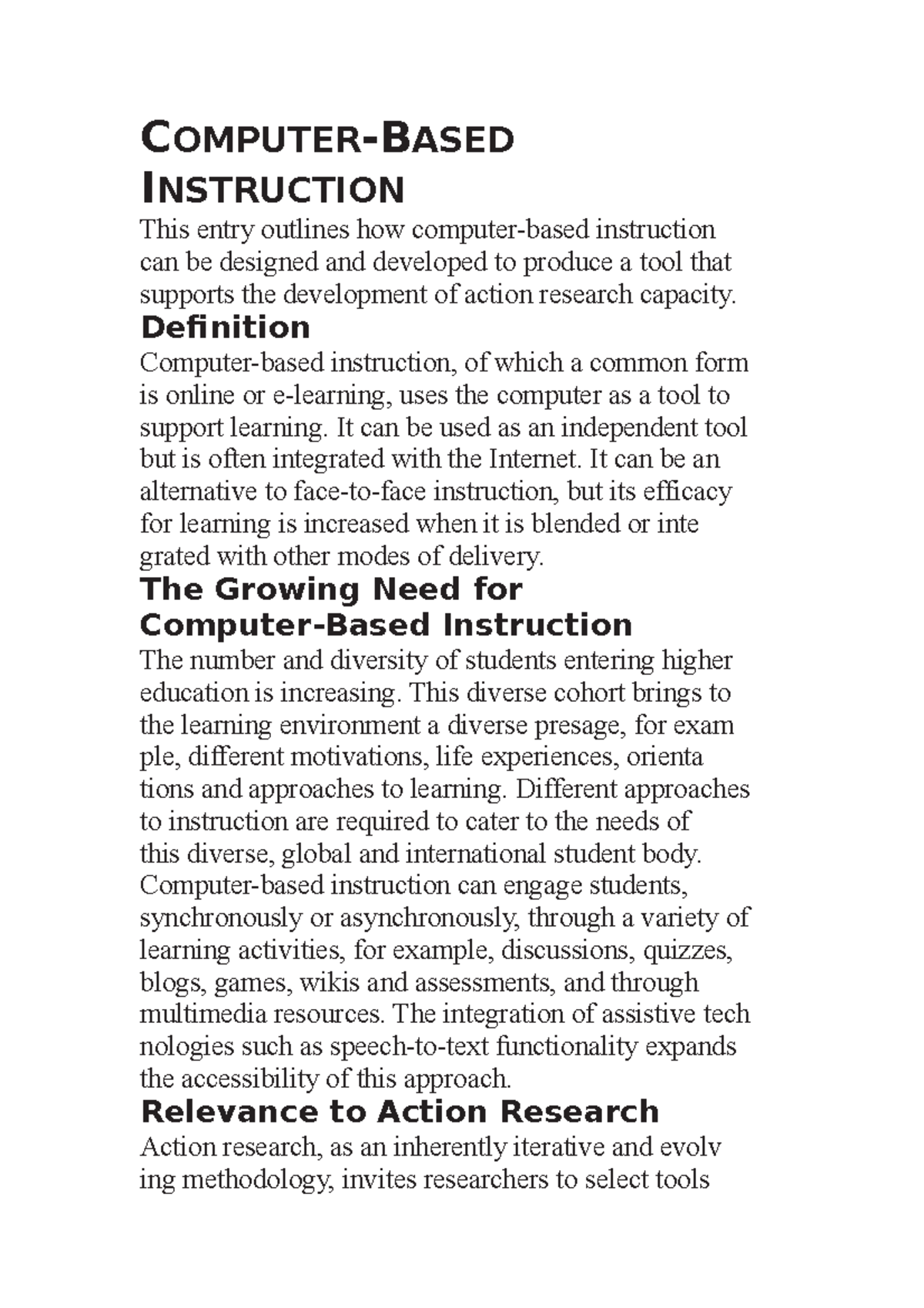 Computer- Based Intruction - COMPUTER-BASED INSTRUCTION This entry ...