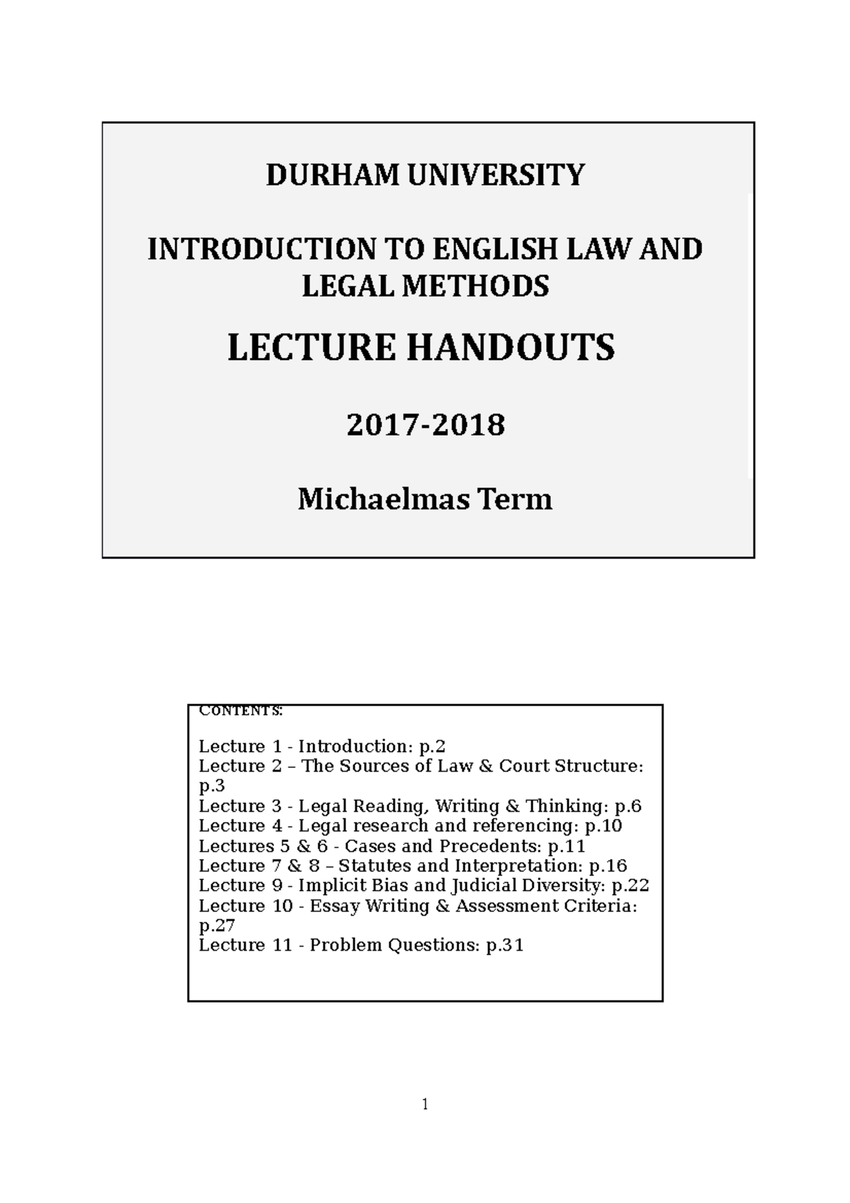 ELLM handouts with notes - DURHAM UNIVERSITY INTRODUCTION TO ENGLISH ...